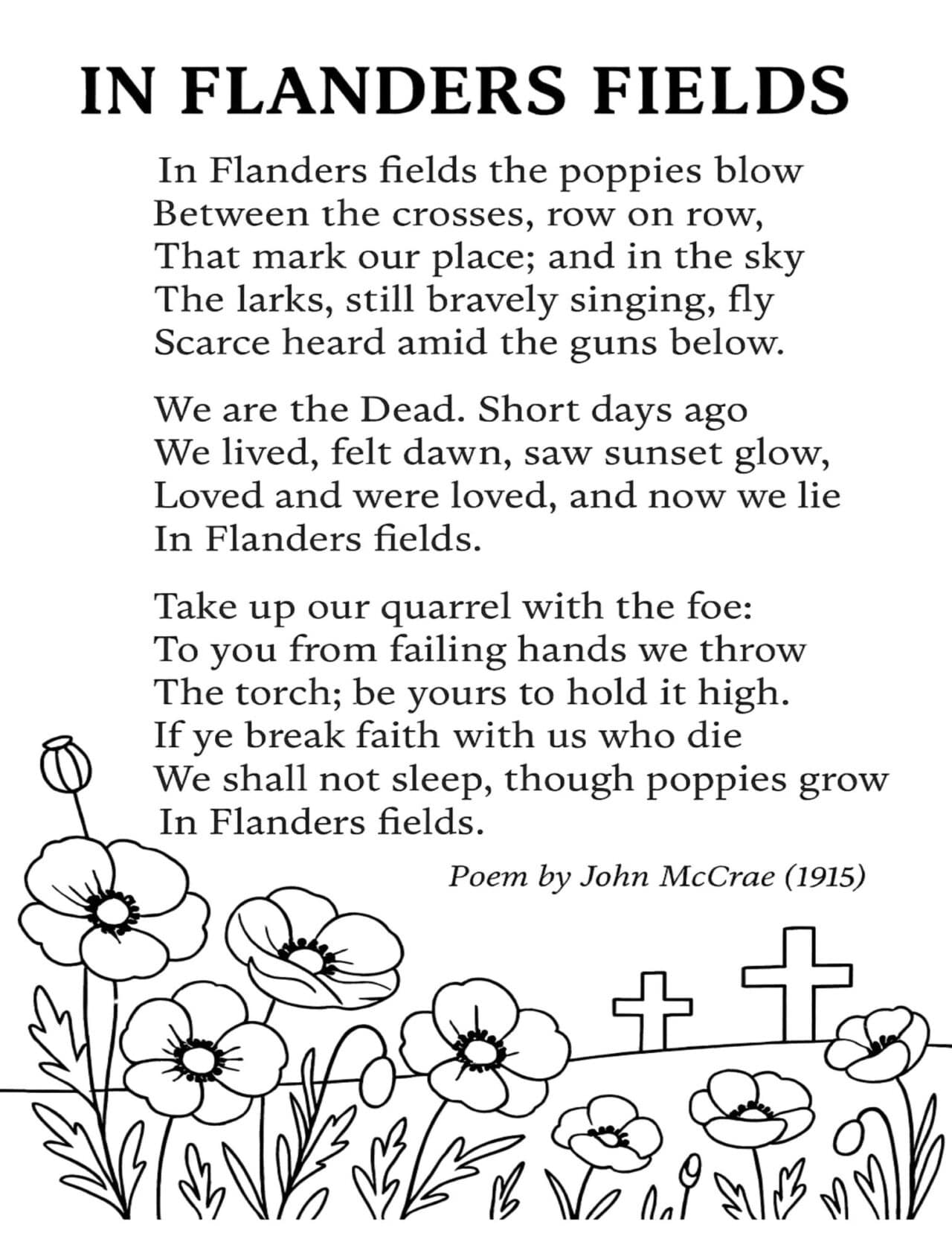 Free Printable In Flanders Fields Poem • Enchanted Little World