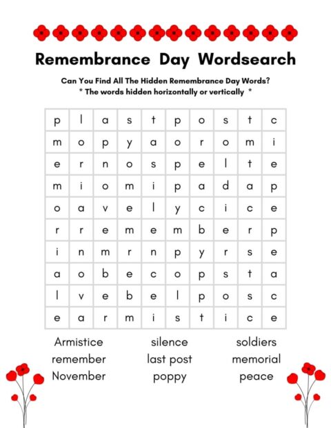 Free Printable Poppy Day Word Search • Enchanted Little World