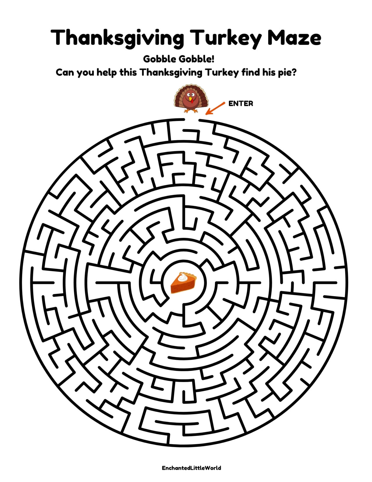 Free Thanksgiving Maze Activity • Enchanted Little World