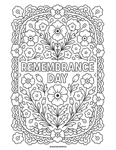 Free Printable Remembrance Day Coloring 5 • Enchanted Little World