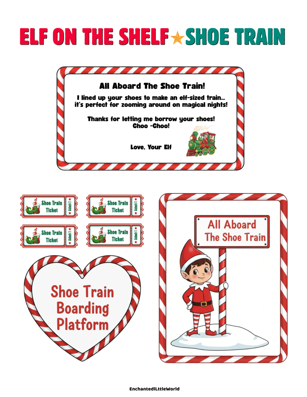 Free Elf on the Shelf Printable: Shoe Train Note & Prop • Enchanted ...